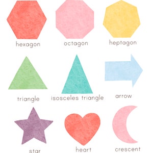 Shapes Educational Poster Rainbow Geometric Shapes Print Montessori ...