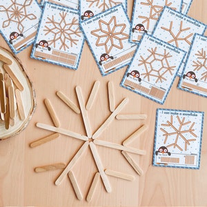 Snowflake Popsicle Sticks Activity Winter Fine Motor Skills Game ...