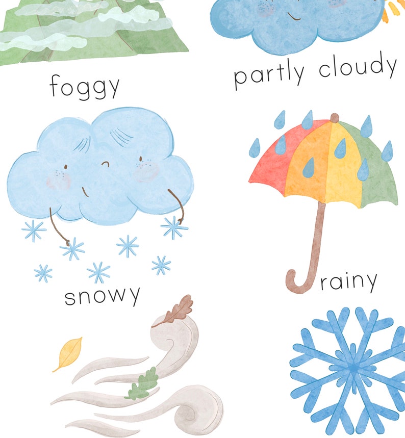 Weather Chart for Kids Homeschool Watercolor Weather Unit - Etsy