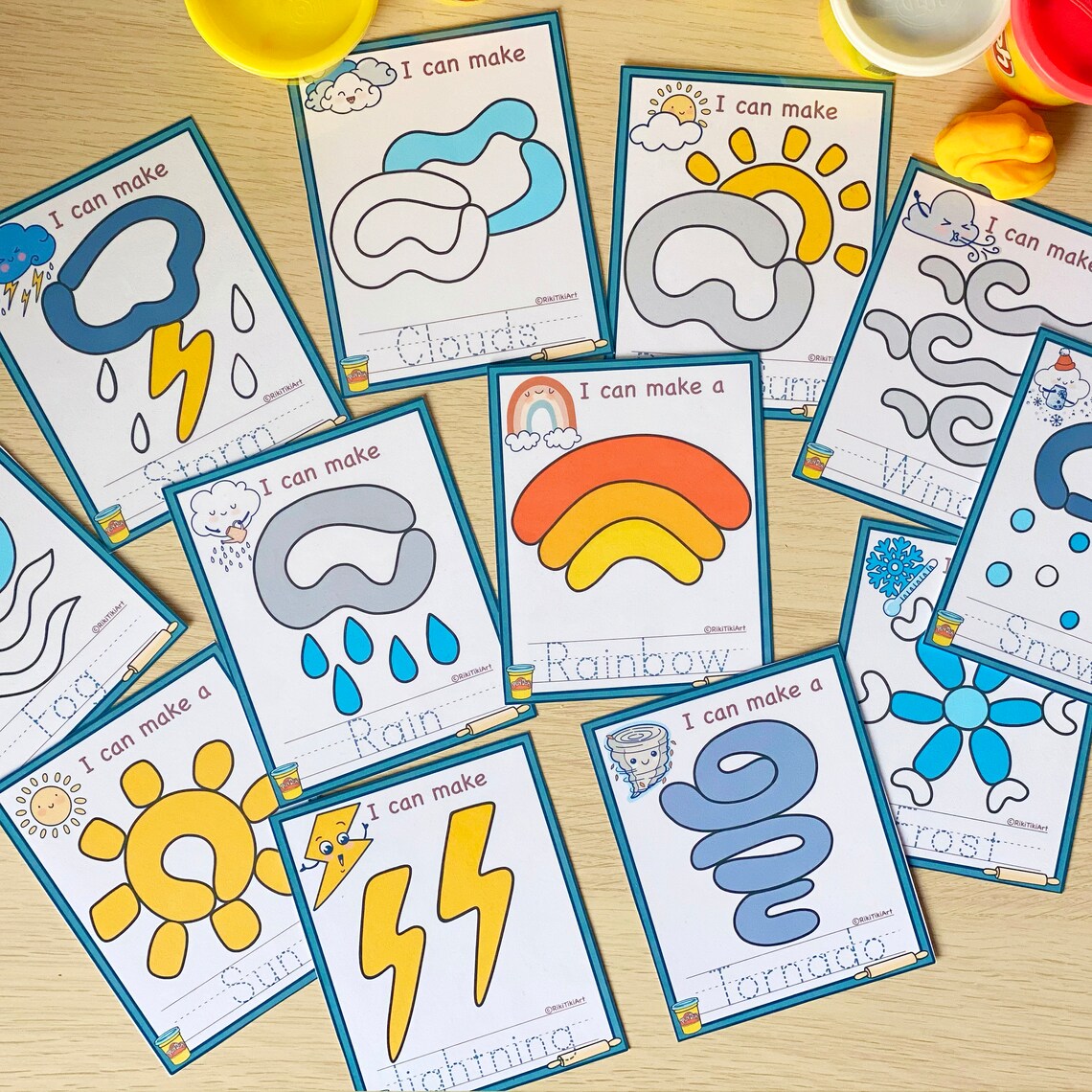 Weather Play Doh Mats Homeschool Printable Play Dough Mats | Etsy