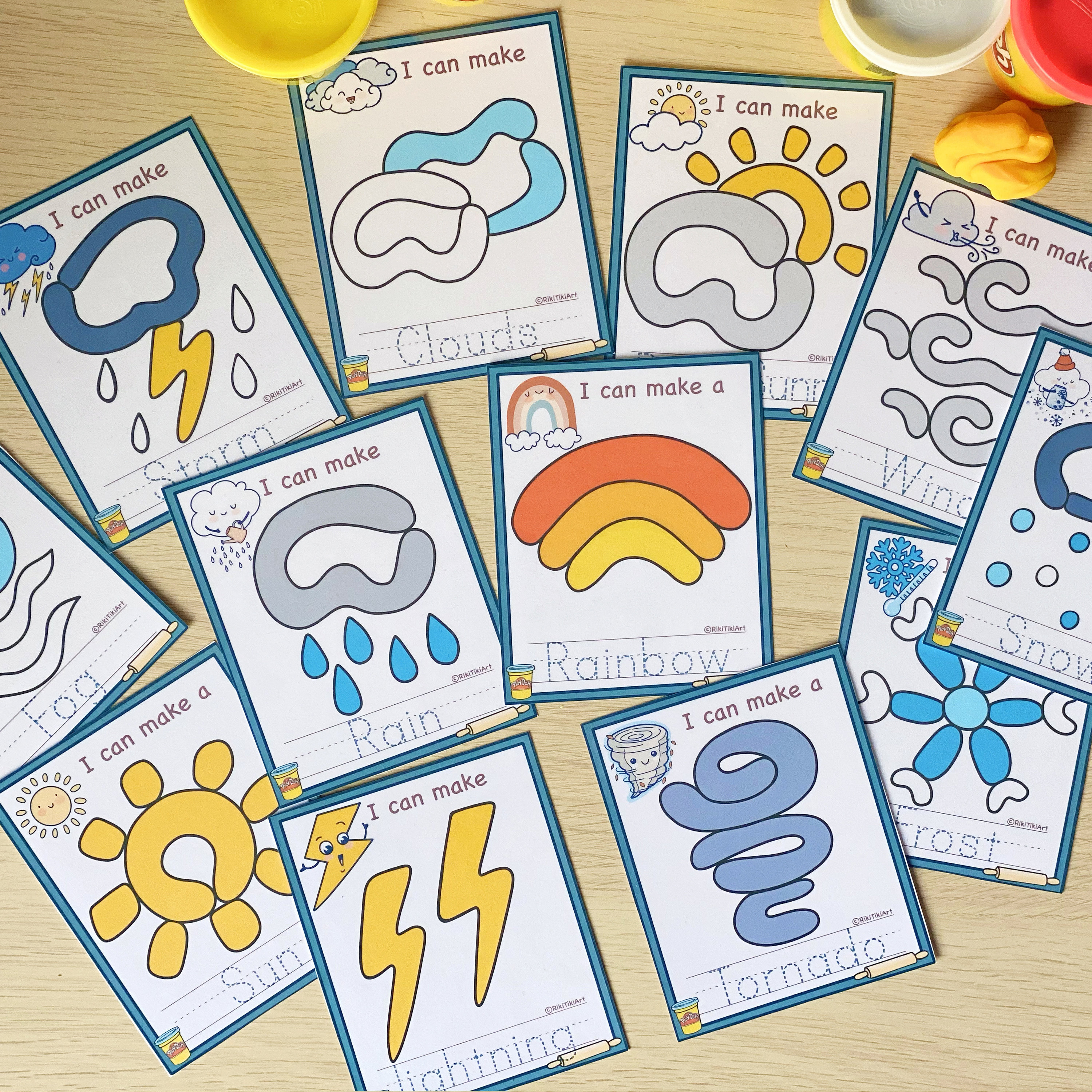 Weather Play Doh Mats Homeschool Printable Play Dough Mats | Etsy