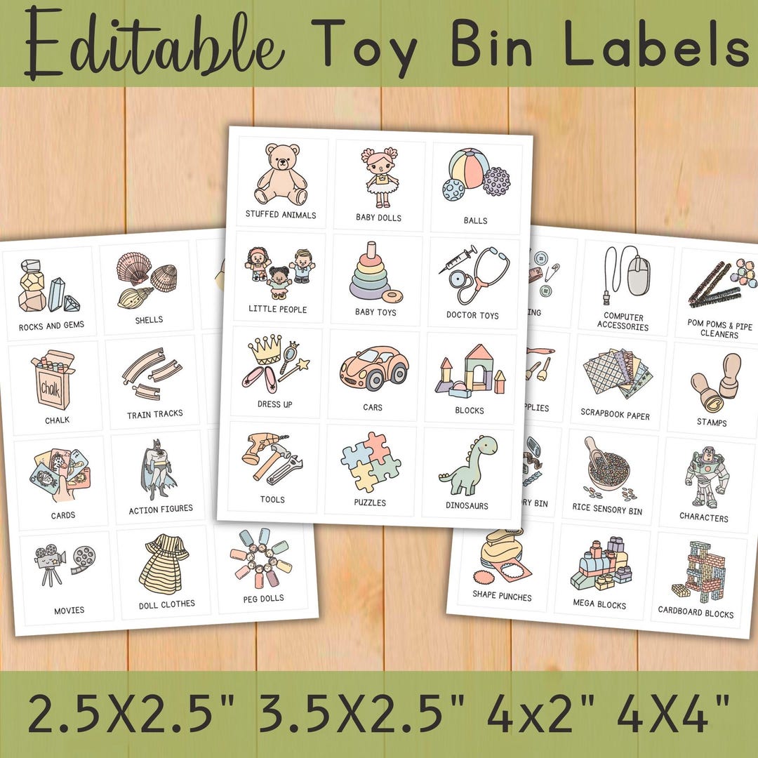 Toy Bin Labels Playroom Labels Storage Box Organization Editable ...