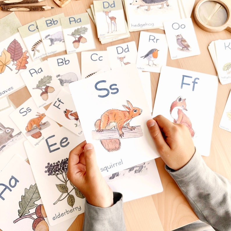 Woodland Alphabet Flashcards: Watercolor Forest ABC Cards (digital ...
