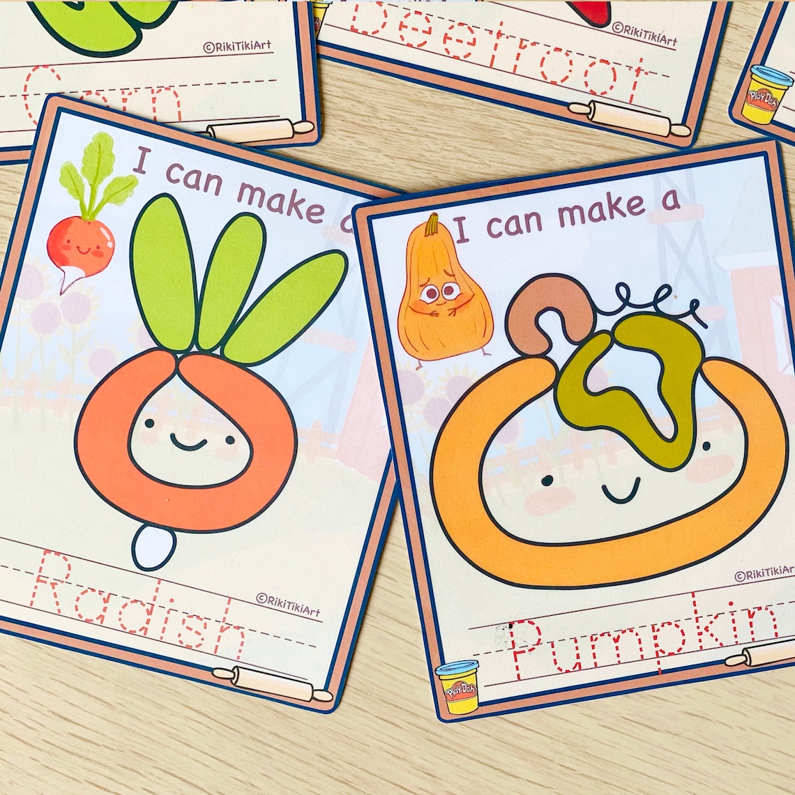 Vegetables Play Dough Mats Printable Play Doh Mats Fine Motor | Etsy