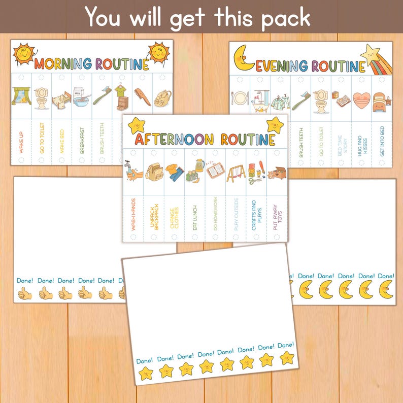 Kids Daily Routine Flip Chart, Morning Afternoon Evening Routine Cart ...