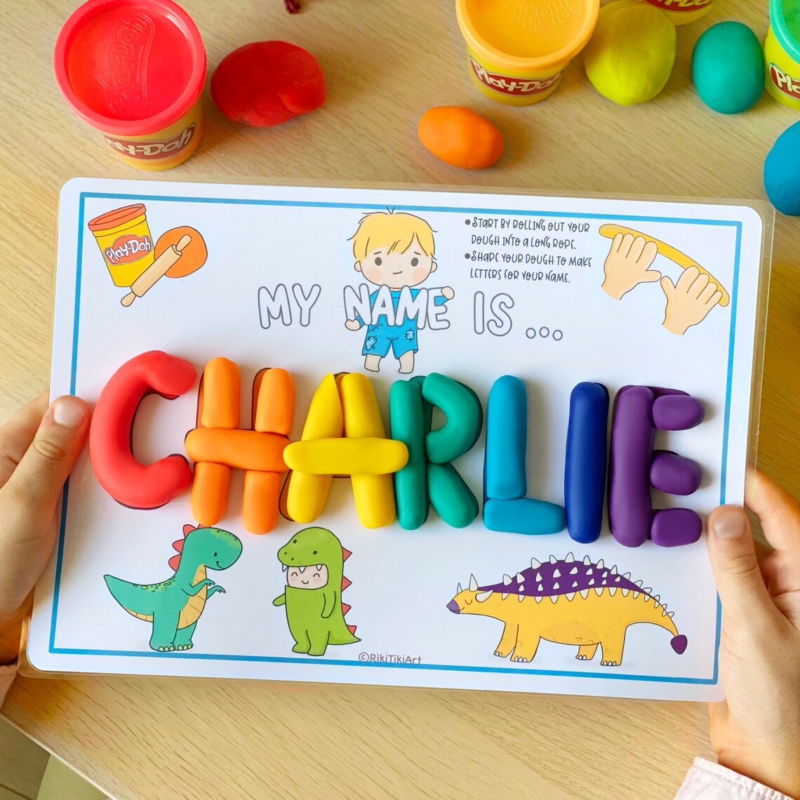 Play Dough Name Mat Personalized Montessori Fine Motor Skills - Etsy