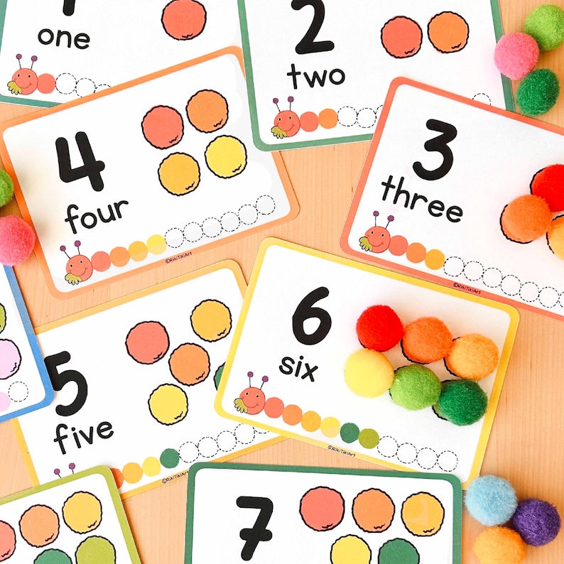 Pom Pom Counting Activity Numbers Match Practice 1 to 10 Montessori ...