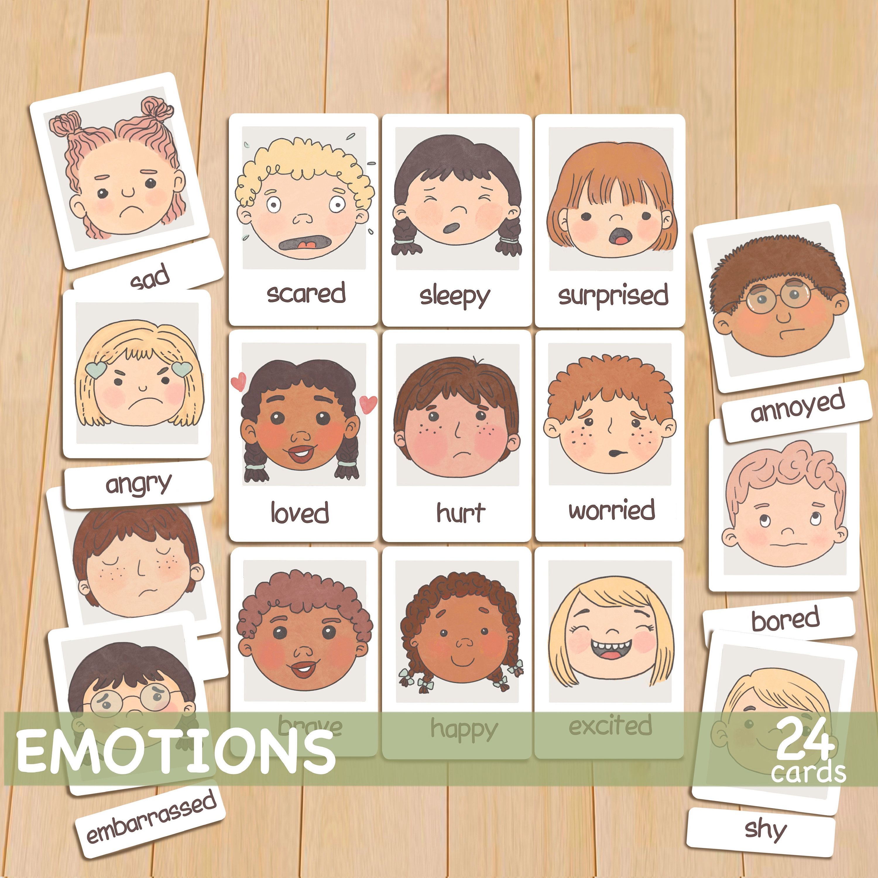 Emotion Flashcards Montessori Printable Learning Resources Toddler ...