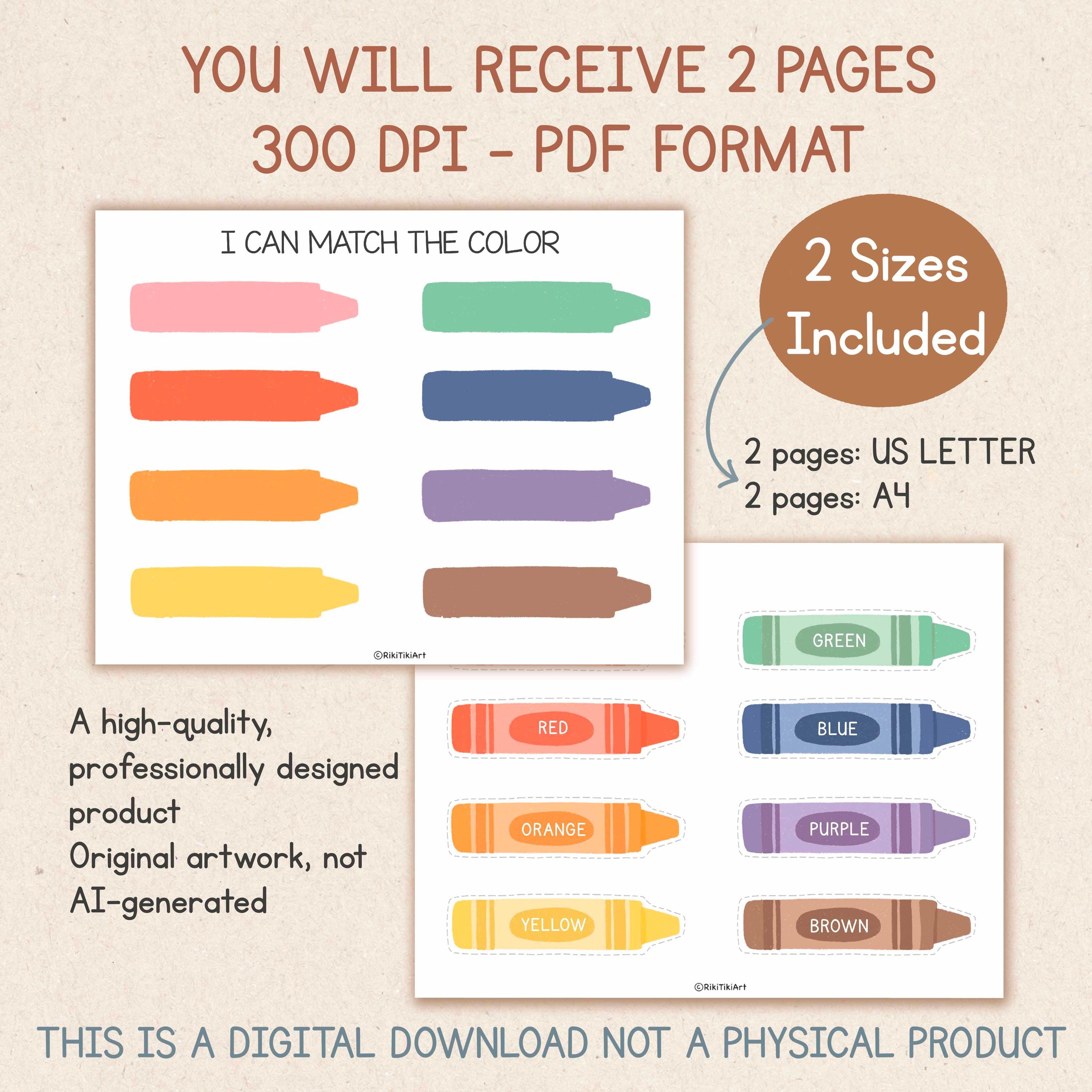 Color Sorting Montessori Printable Activity Preschool Matching ...