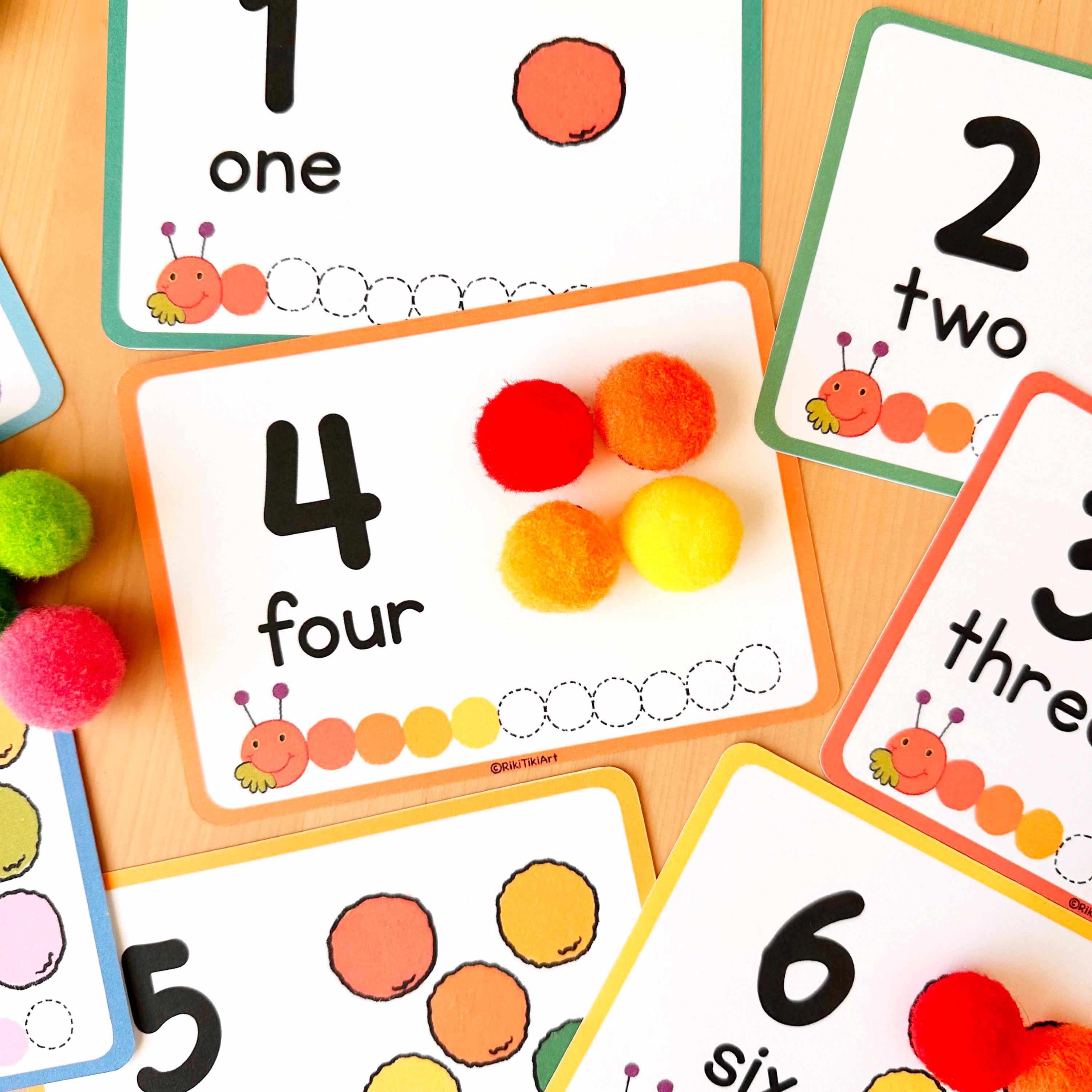 Pom Pom Counting Activity Numbers Match Practice 1 to 10 Montessori ...