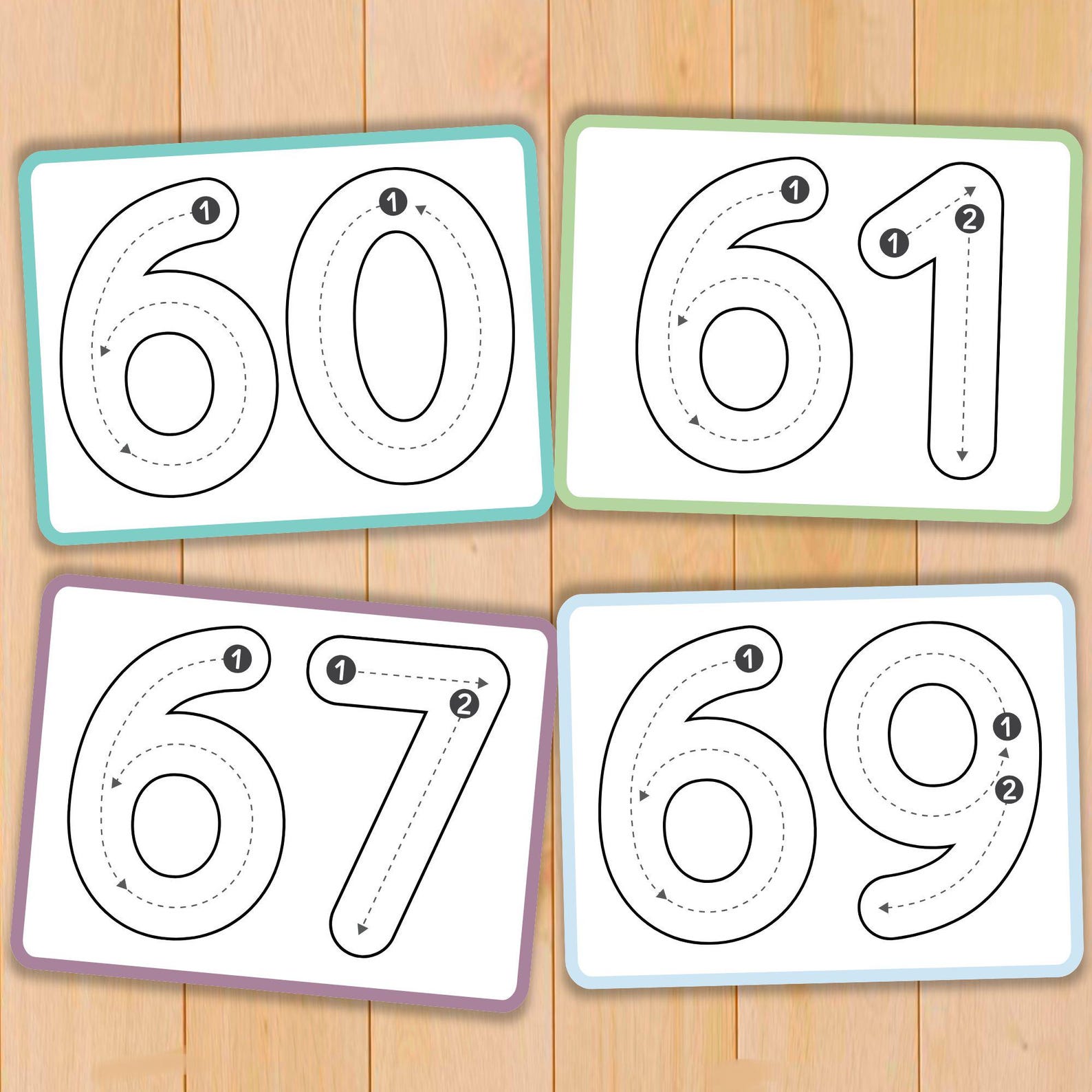 Number Tracing Cards 1-100 Printable Handwriting Practice Preschool ...
