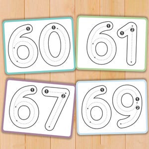 Number Tracing Cards 1-100 Printable Handwriting Practice Preschool ...