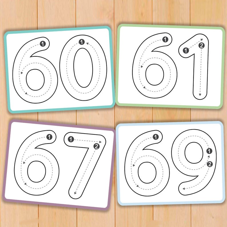 Number Tracing Cards 1-100 Printable Handwriting Practice Preschool ...