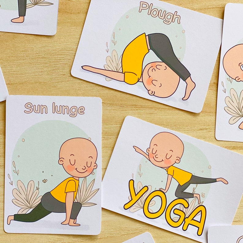 Kids Yoga Poses Flash Cards Yoga Routine Montessori Cards Toddlers Yoga ...
