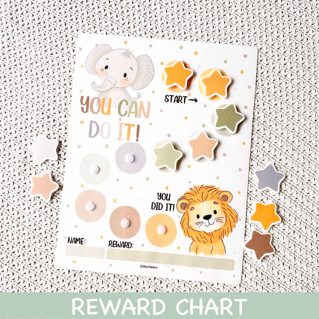 Safari Animals Reward Chart: Printable Chore & Behavior Tracker ...