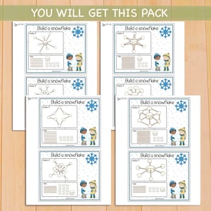 Marshmallows and Toothpicks Snowflakes Mats Printable Game for Toddler ...