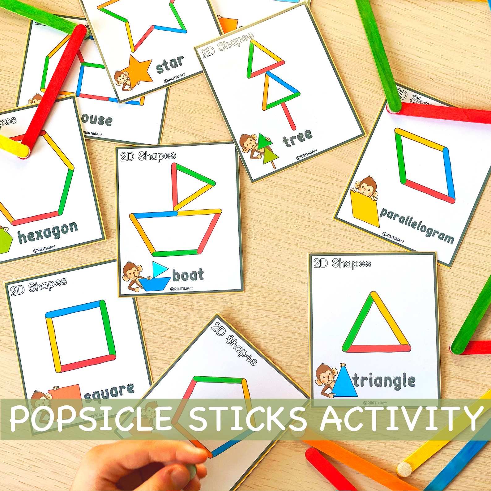 Popsicle Sticks Shapes Activity Game for Toddlers Montessori - Etsy