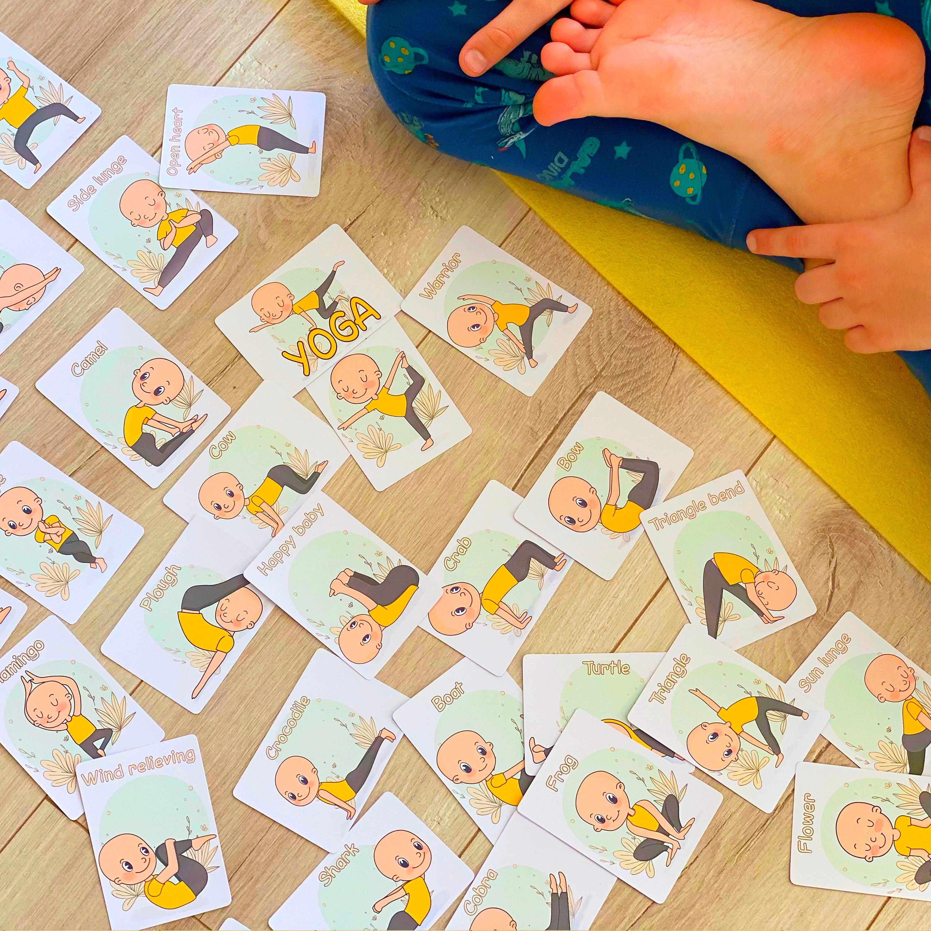 Kids Yoga Poses Flash Cards Yoga Routine Montessori Cards | Etsy
