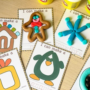 Christmas Play Dough Mats Visual Cards, Printable Play Doh Toddler ...
