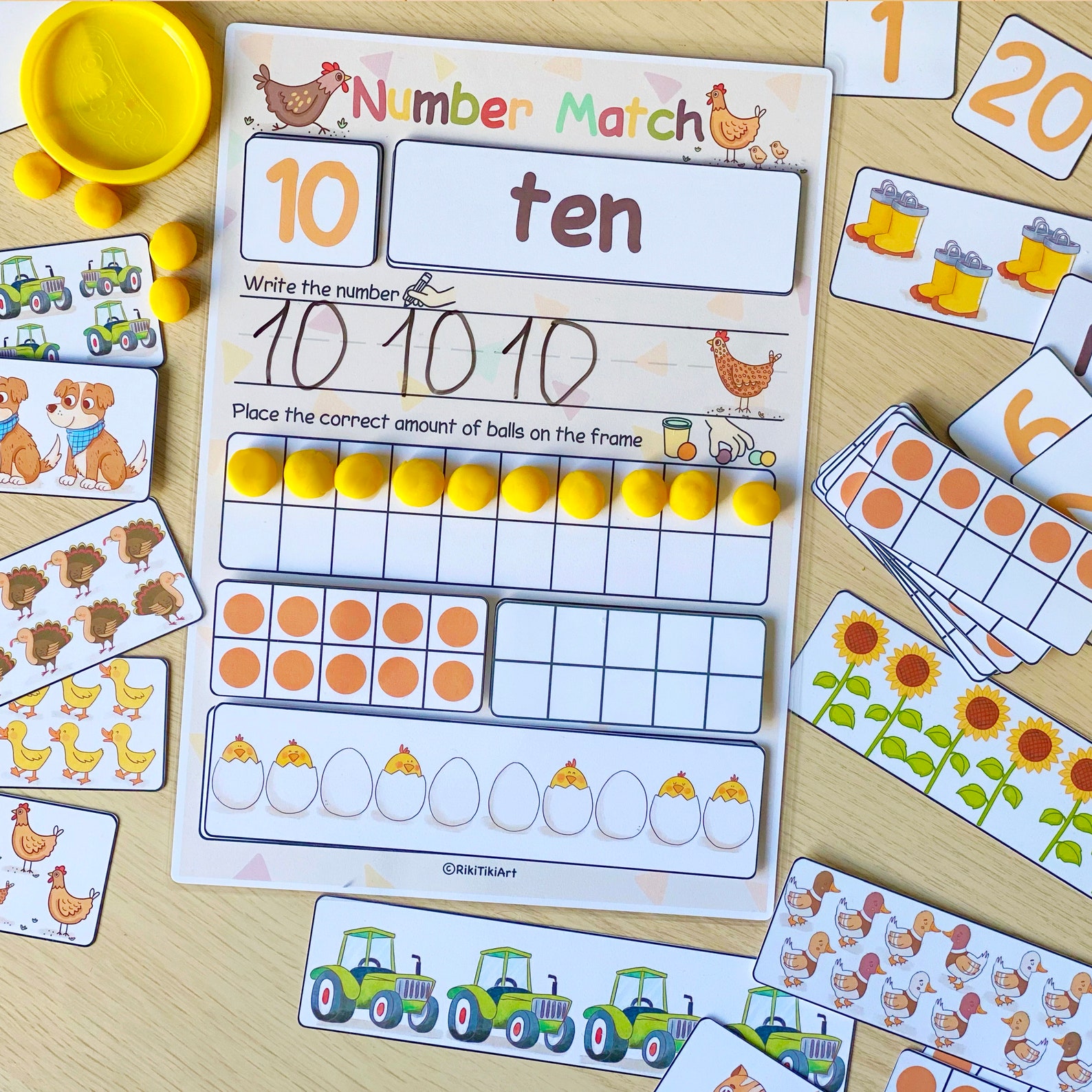 Number Matching Activity 1 to 20 Montessori Counting Practice - Etsy