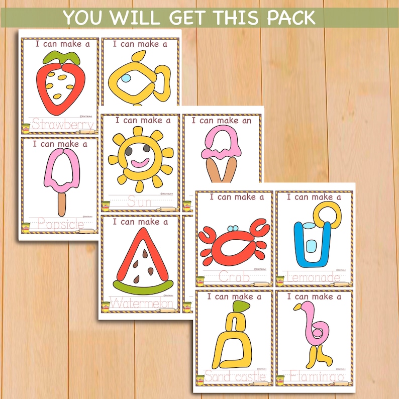 Summer Play Dough Mats Fine Motor Skills Visual Cards Play Doh - Etsy