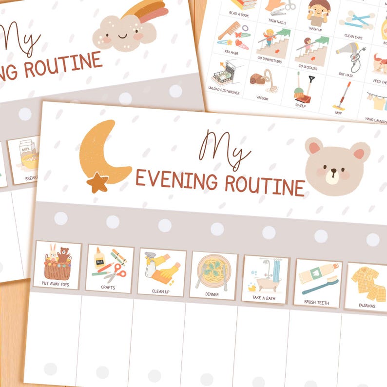 Routine Flip Chart Editable Chore Chart Morning Routine Bedtime Routine ...