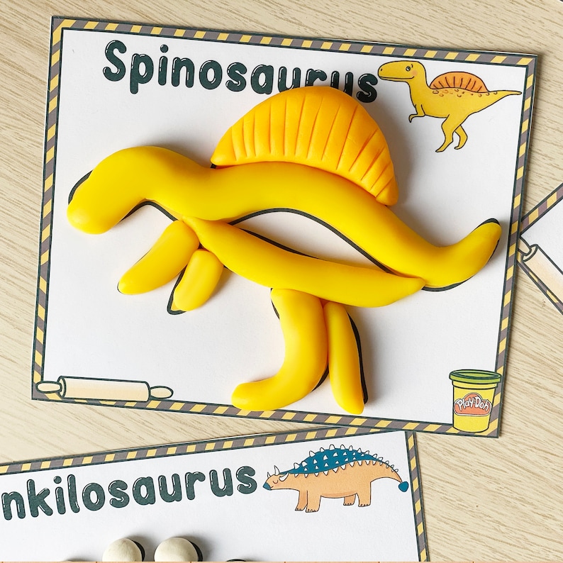 Dinosaur Play Doh Mats Visual Cards Printable Play Dough Party | Etsy