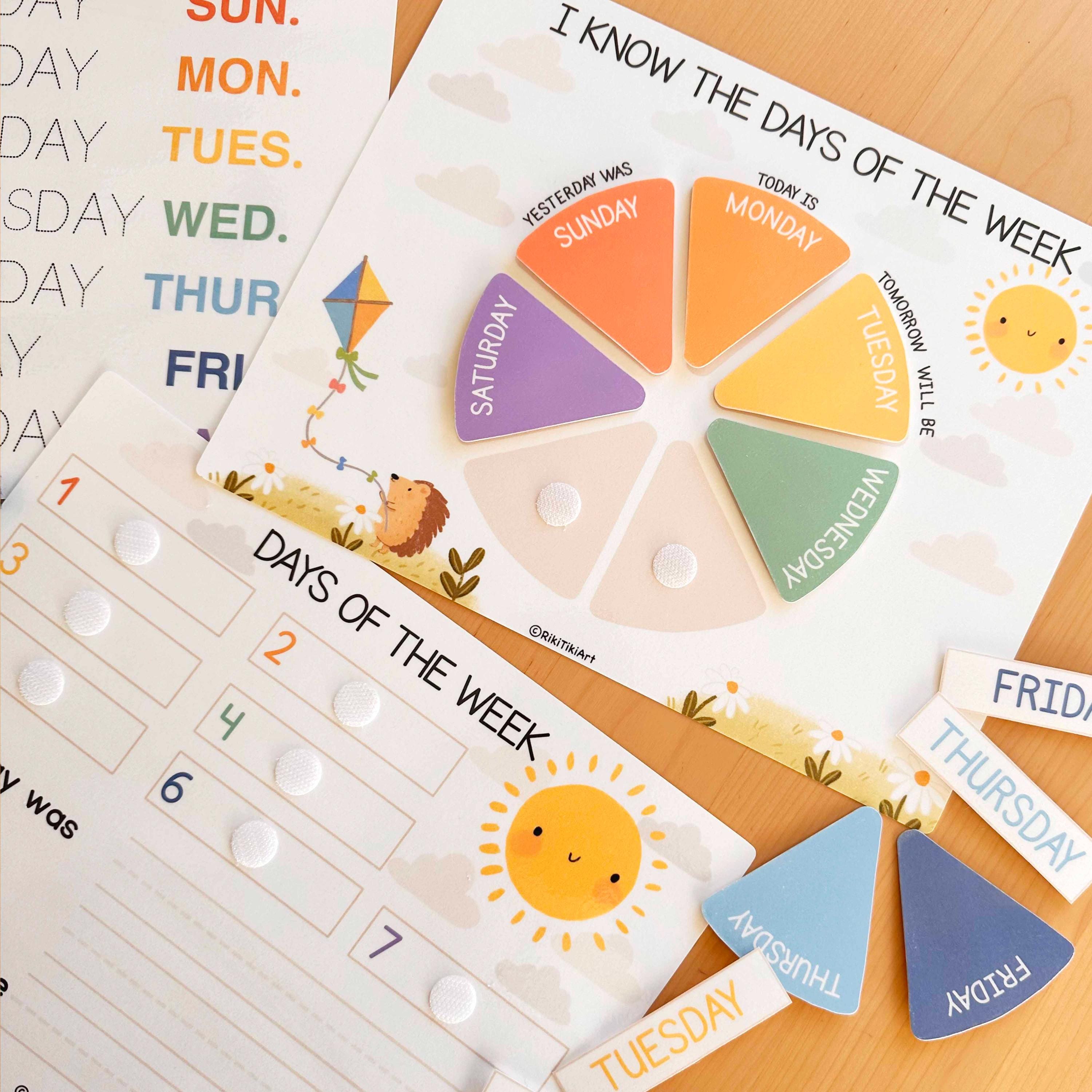 Days of the Week Chart Wheel, Montessori Preschool Worksheets ...