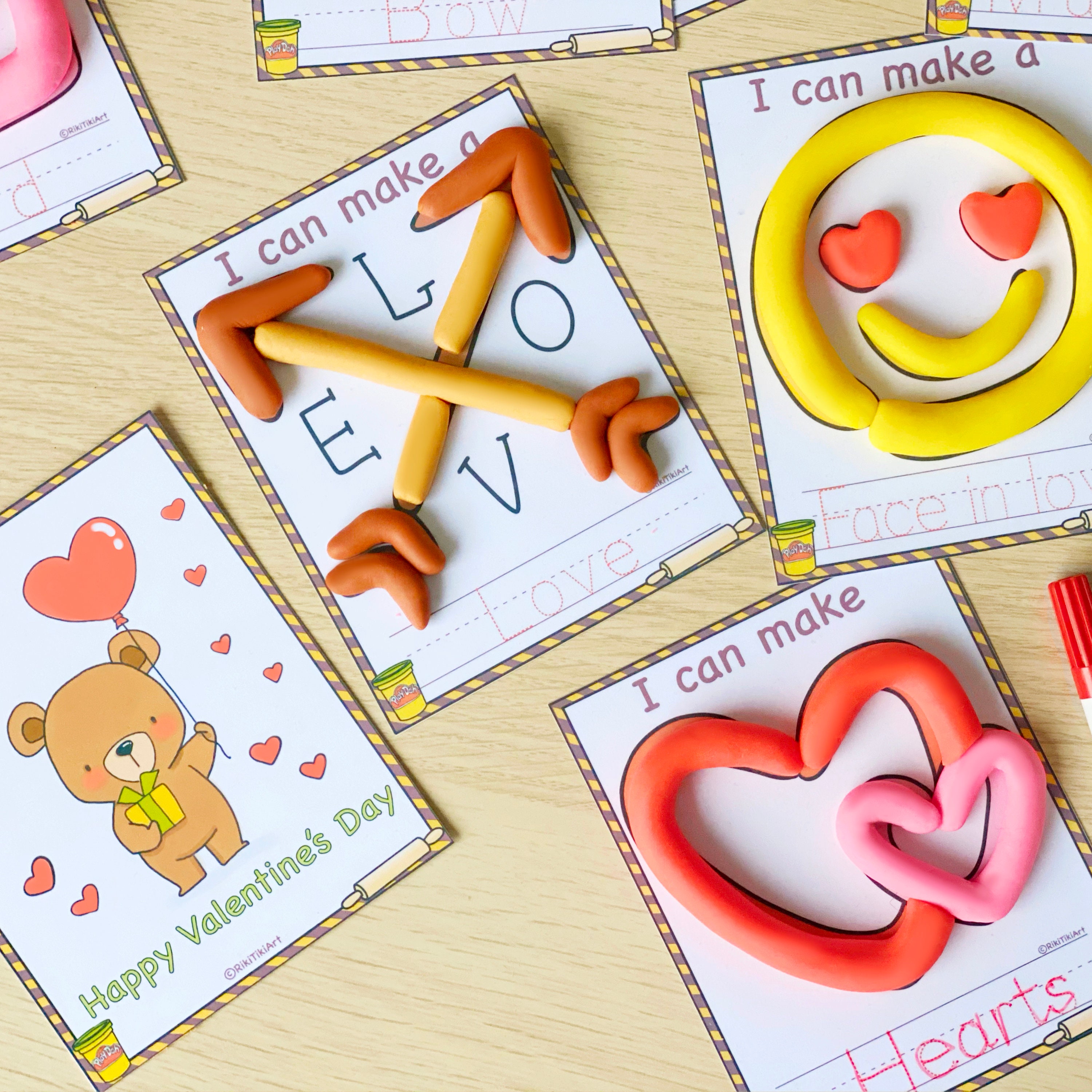 Valentines Day Play Dough Mats Printable Play Doh Activity Fine Motor ...