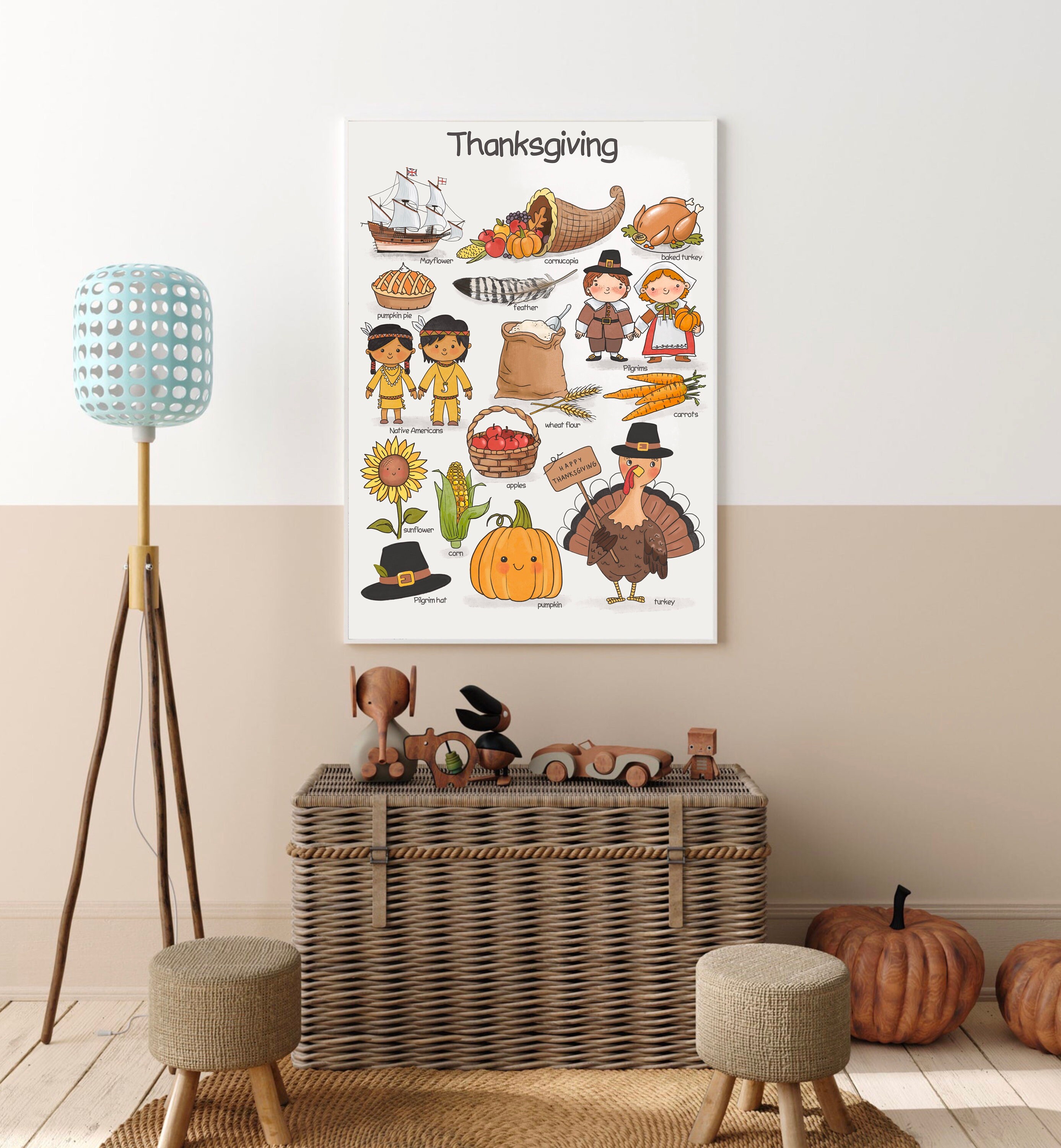 Thanksgiving Poster Playroom Printable Wall Art Fall Nursery ...