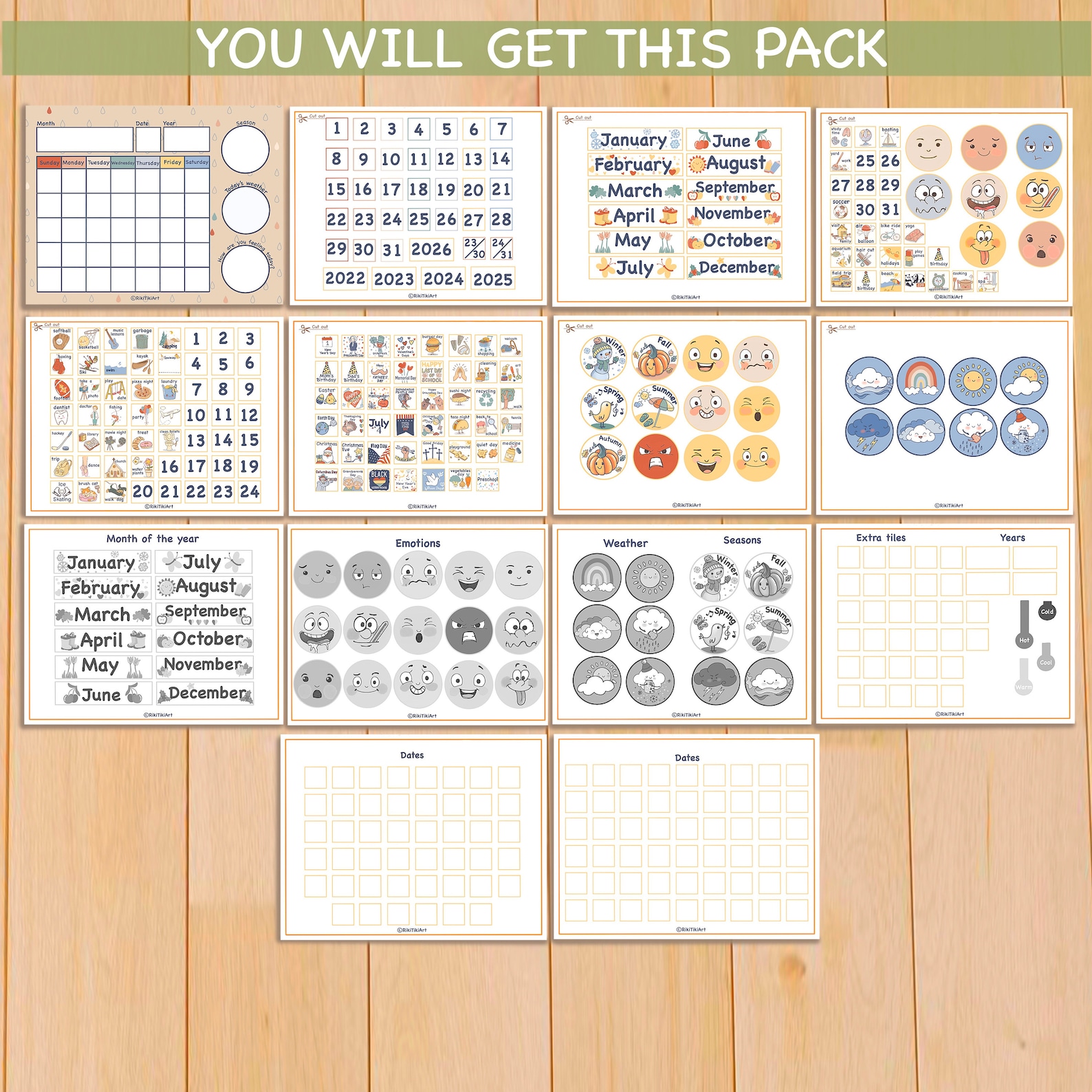 Printable Calendar for Kids Montessori Homeschool Preschool - Etsy
