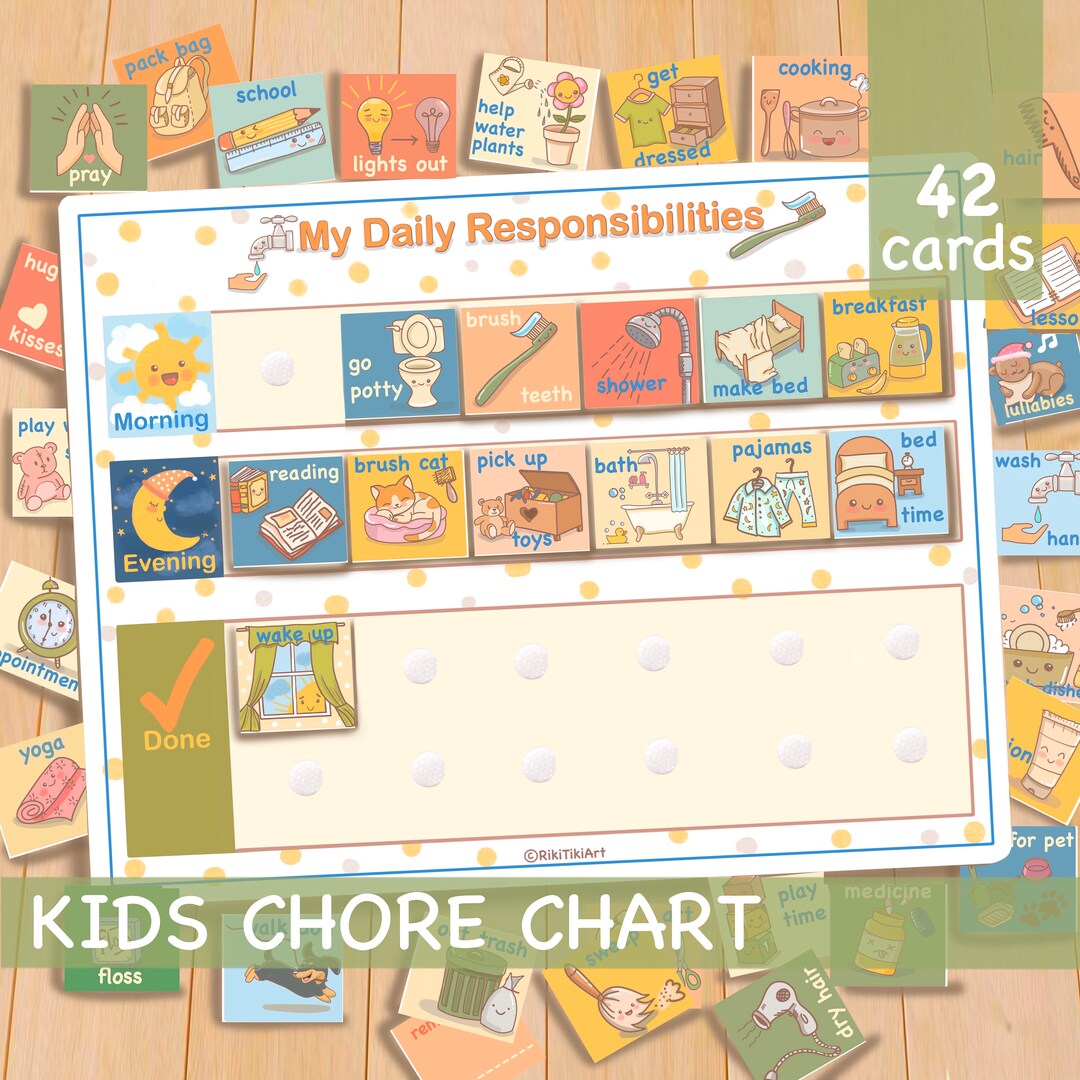 Chore Chart for Kids - Daily Routine, Printable Daily Rhythm Chart ...