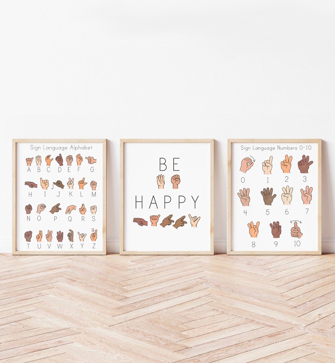 American Sign Language Posters Set of 3 ASL Prints Alphabet & 1-20 ...