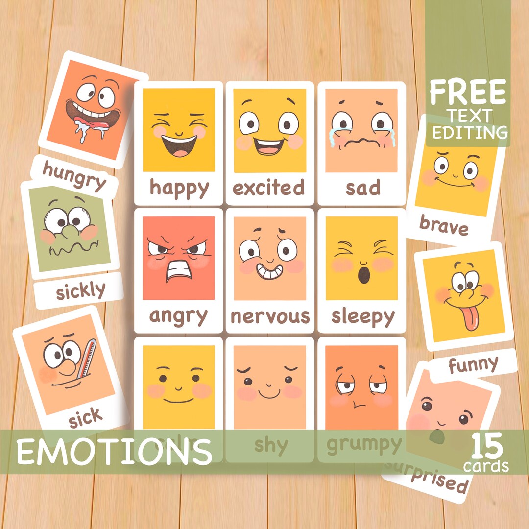 Emotions Flash Cards, Montessori Printable, Preschool Curriculum ...