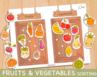 Fruits and Vegetables Sorting Activity Toddler Matching Game Busy Book ...