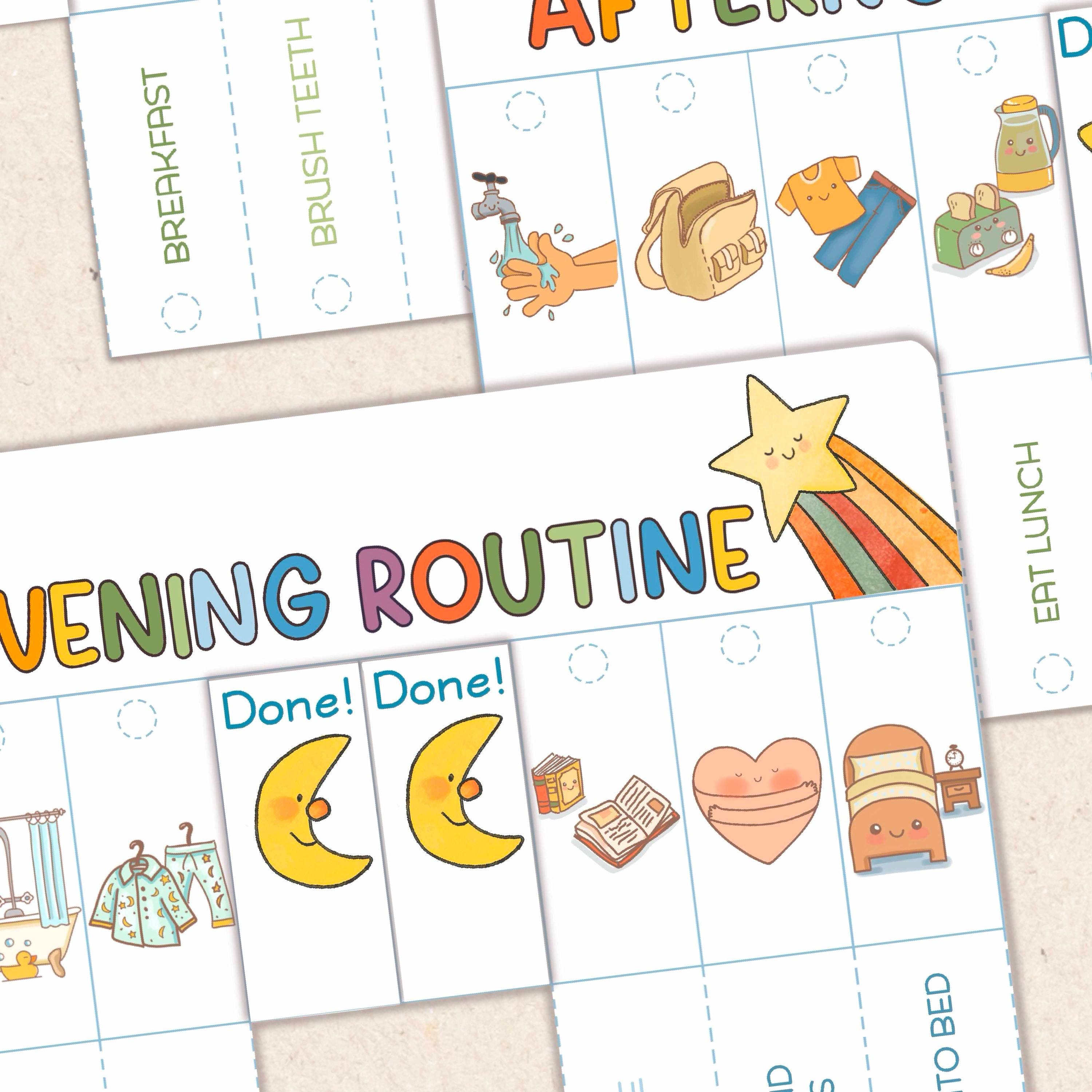 Kids Daily Routine Flip Chart, Morning Afternoon Evening Routine Cart ...