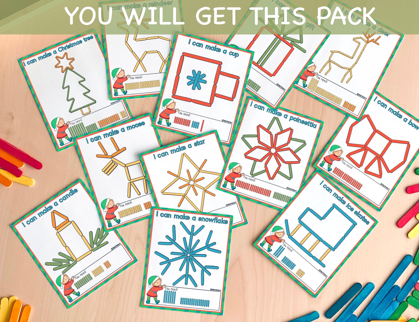 Winter Popsicle Sticks Mats Printable Christmas Activities for Kids ...