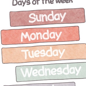 Set of 2 Prints Preschool Classroom Posters Days of the Week & Months ...