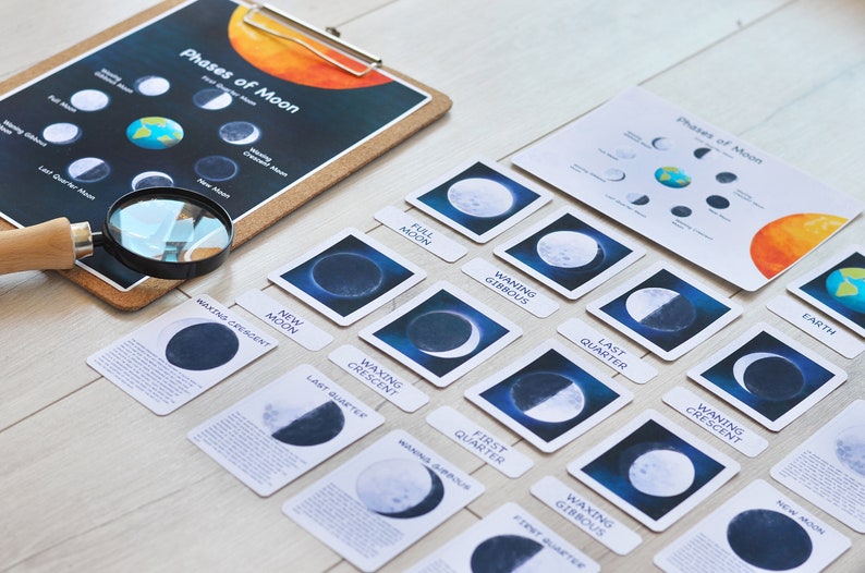 Moon Phases Full Pack, Homeschool Montessori Materials, Astronomy ...