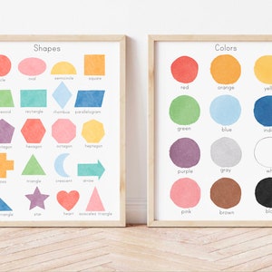 Set of 8 Watercolor Classroom Posters Educational Playroom Prints ...