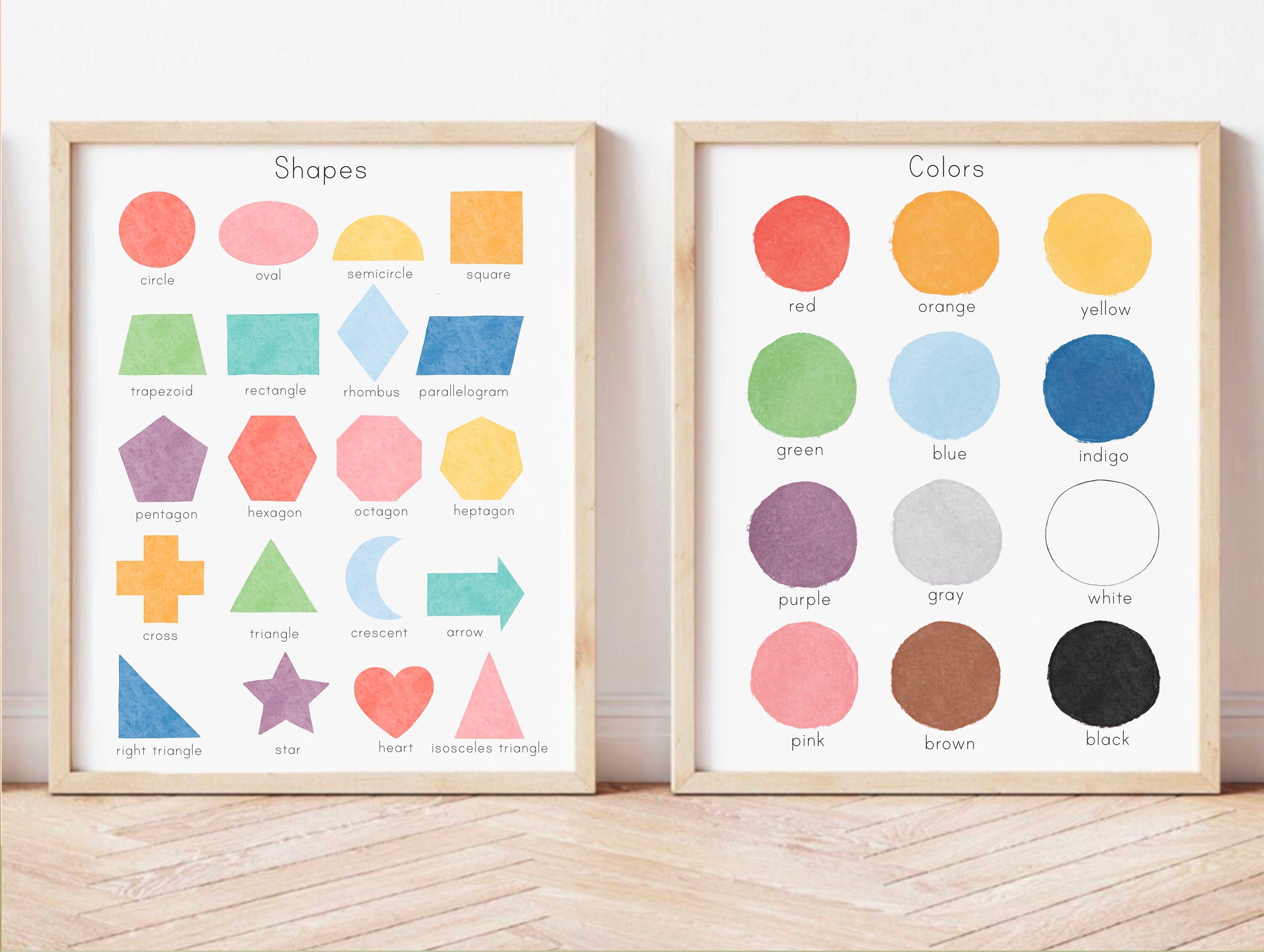 Set of 8 Watercolor Classroom Posters Educational Playroom Prints ...