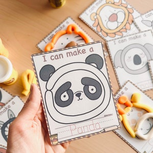 Zoo Animals Play Dough Mats Fine Motor Skills Visual Cards Montessori ...