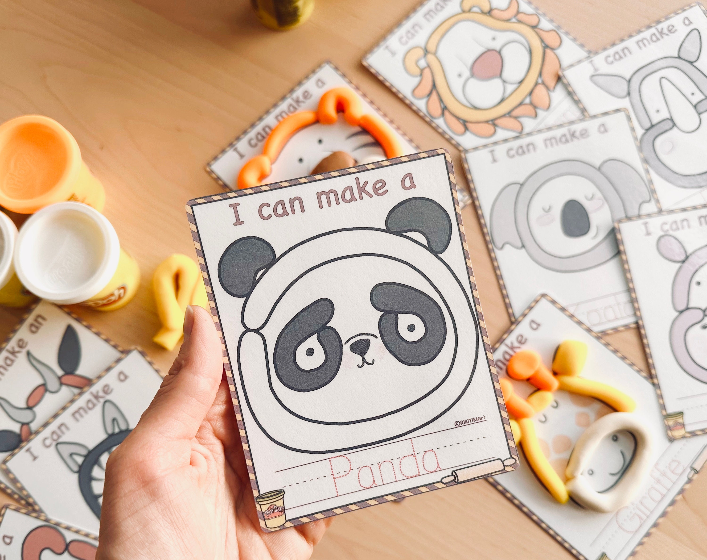 Zoo Animals Play Dough Mats Fine Motor Skills Visual Cards - Etsy Australia