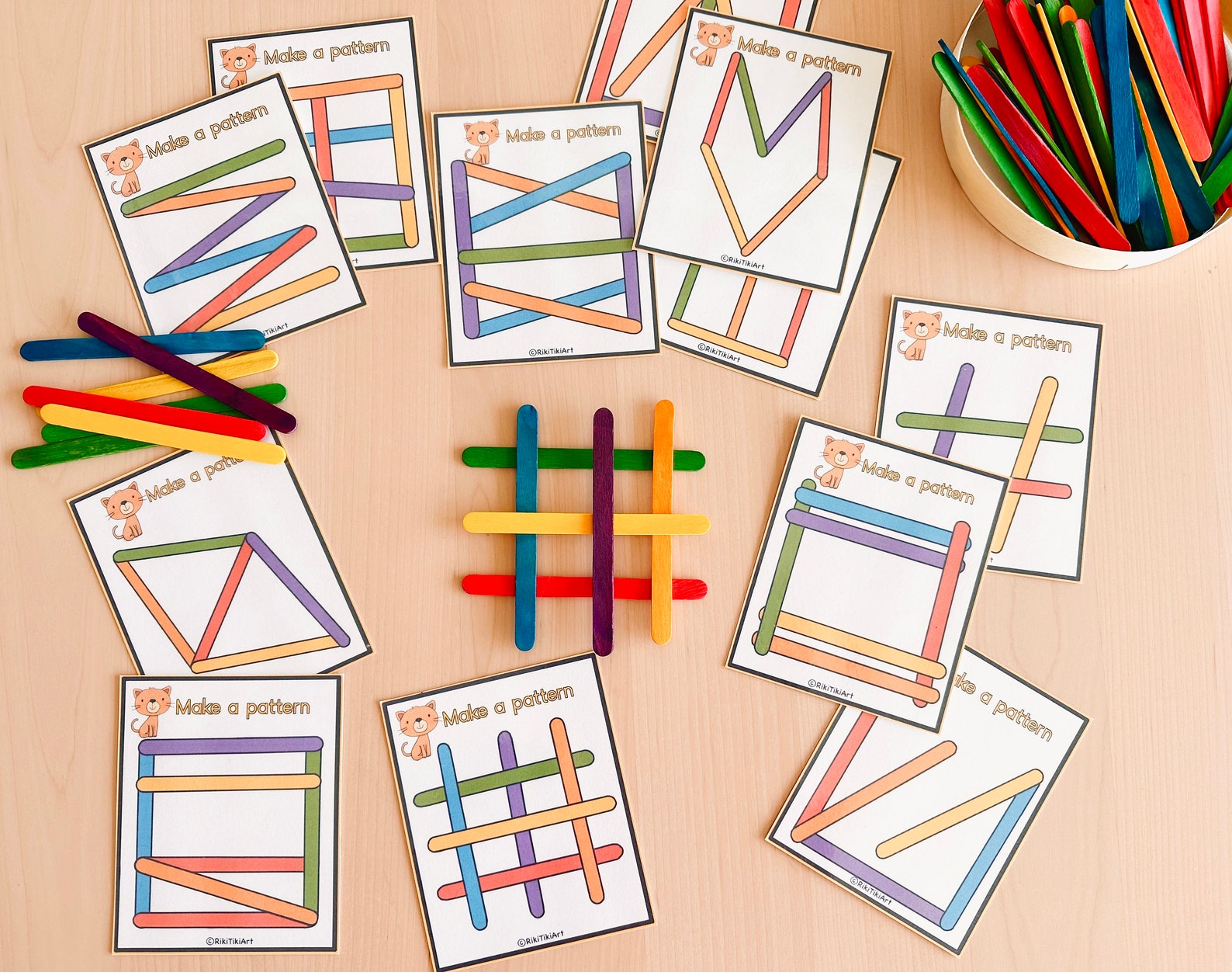 Popsicle Sticks Preschool Activity Montessori Printable Toddler ...