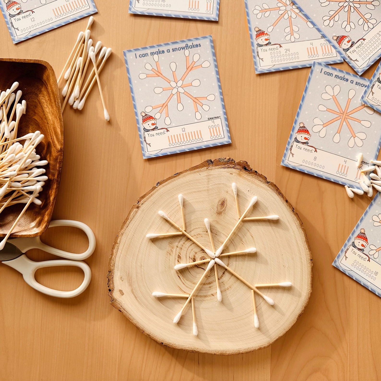 Q-tip Snowflakes Activity Christmas Crafts for Kids Winter Pattern ...
