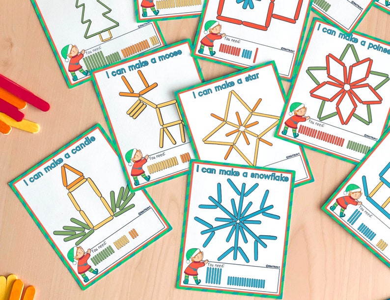 Winter Popsicle Sticks Mats Printable Christmas Activities for - Etsy
