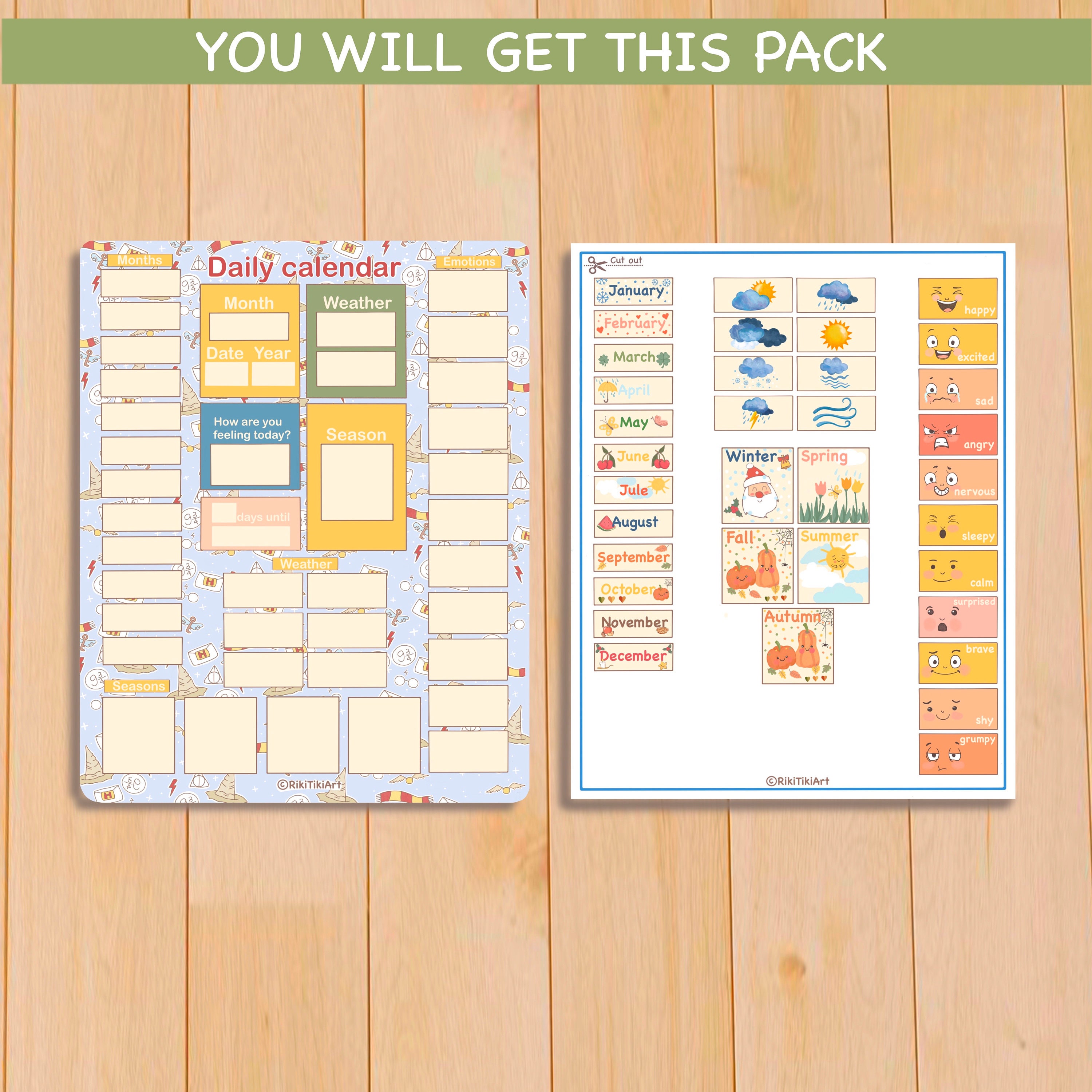 Printable Perpetual Calendar Kids Calendar Homeschool Decor - Etsy