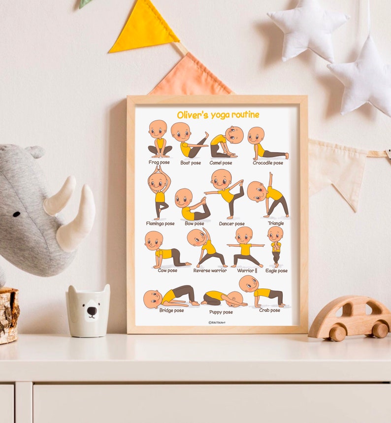 Kids Yoga Poses Print Morning Yoga Routine for Children Young | Etsy