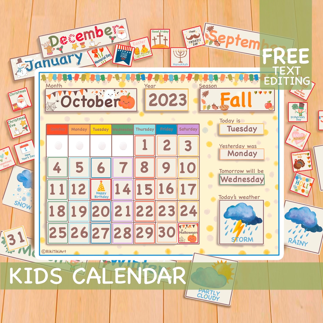 Morning Board Kids Perpetual Calendar Printable Classroom Calendar ...