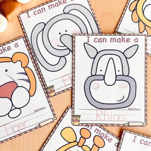 Zoo Animals Play Dough Mats Fine Motor Skills Visual Cards Montessori ...